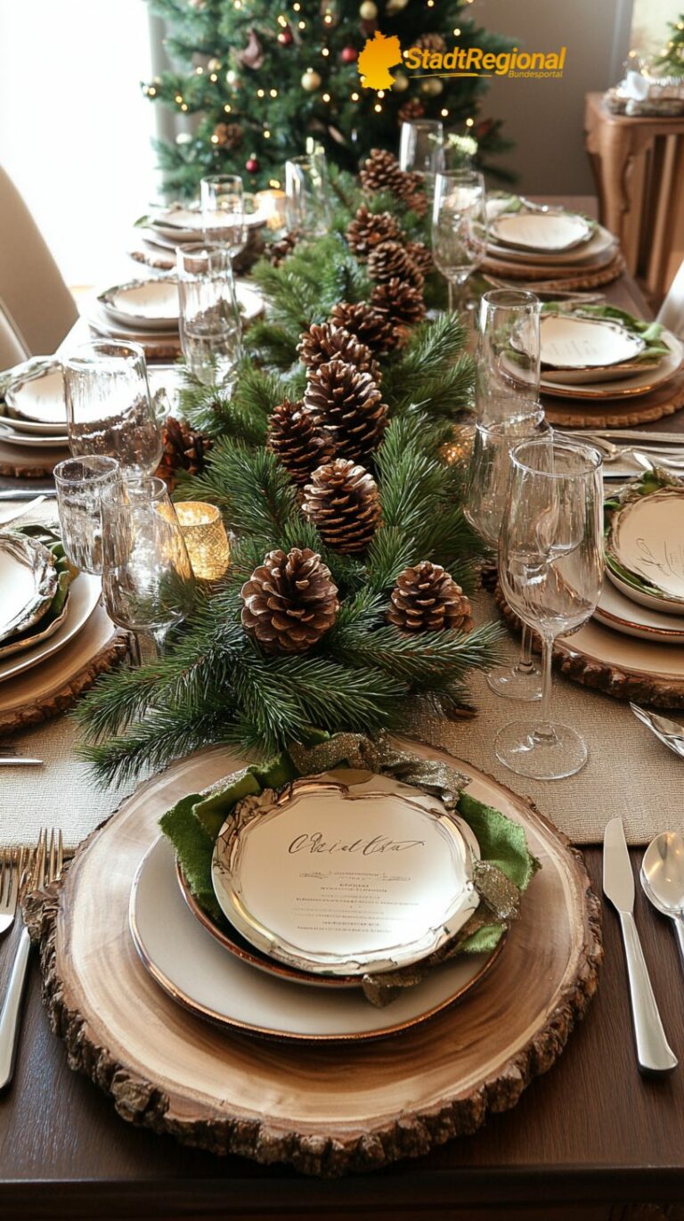 Stilvolle Tischdeko Weihnachten Naturmaterialien Bilder